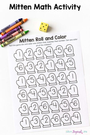Mitten Math Activity for Winter - Roll and Color Game