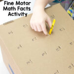 Fine Motor Math Facts Activity in a Cardboard Box