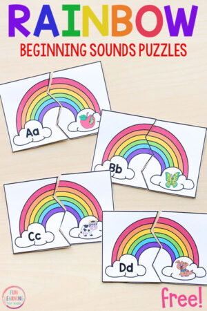 Rainbow Free Printable Beginning Sounds Puzzles