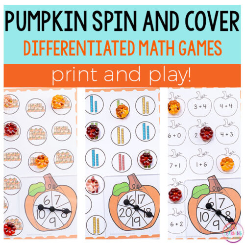 Differentiated Pumpkin Theme Spin and Cover Math and Literacy Activities