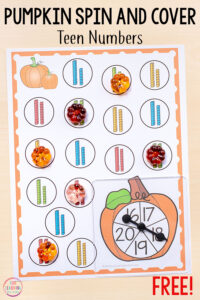 Differentiated Pumpkin Theme Spin and Cover Math and Literacy Activities