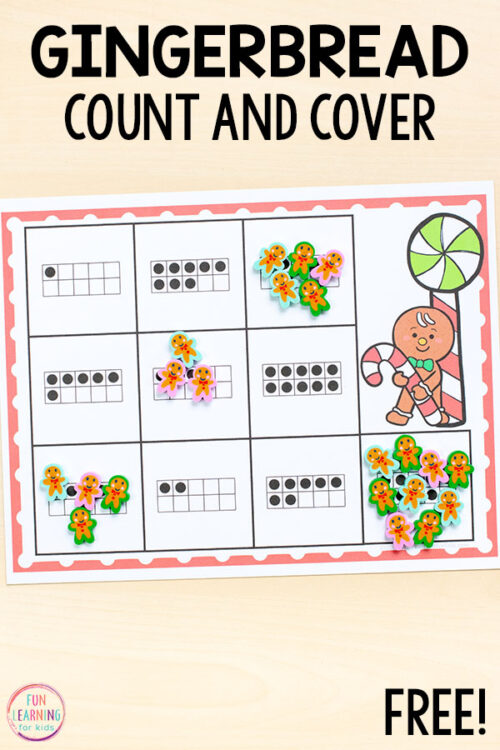 Gingerbread Count and Cover Free Printable Mats