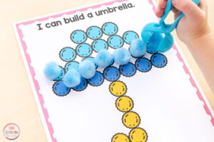 Free Printable Spring Fine Motor Mats with Pom Poms