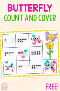Butterfly Count and Cover Printable Mats for Preschool