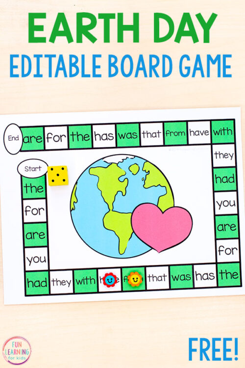 Free Printable Editable Earth Day Board Game