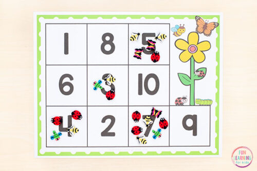Insect Count and Cover Math Activity for Preschool