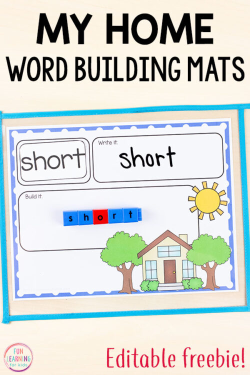 Editable My Home Word Building Activity Mats Printable