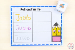 Printable Roll and Write Your Name Activity for Back to School