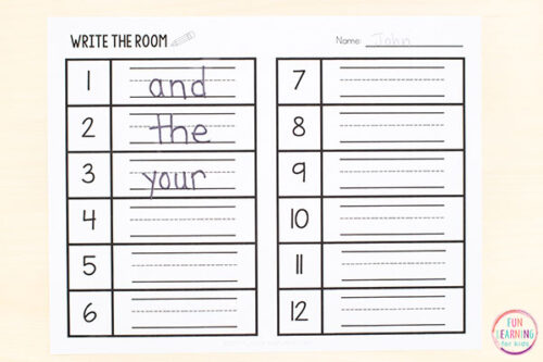 Editable Apple Sight Word Write the Room Printables
