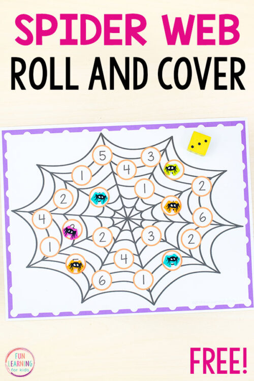 Free Printable Spider Roll and Cover Math Game