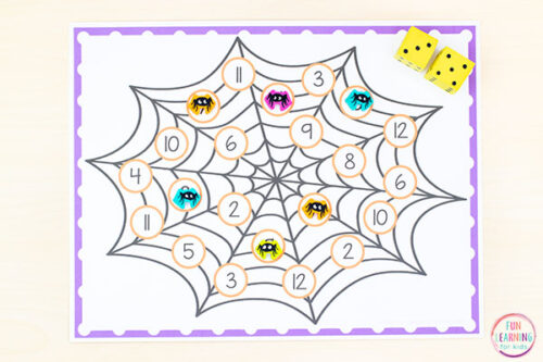 Free Printable Spider Roll and Cover Math Game