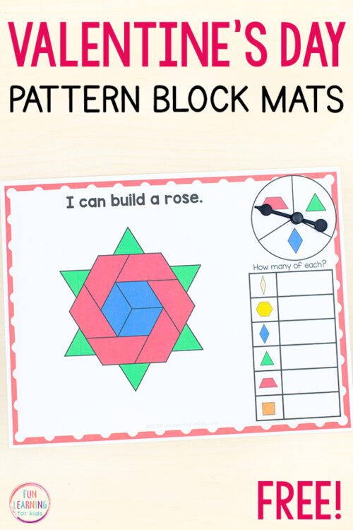 Printable Valentine's Day Pattern Block Mats