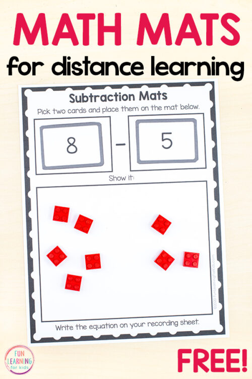 Free Printable Addition and Subtraction Mats with LEGO