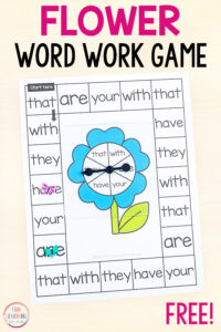 Editable Flower Word Work Board Game