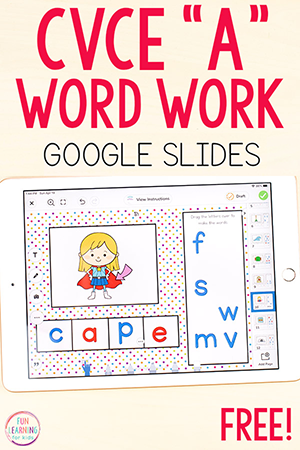 Long "A" CVCe Word Building Activity for Google Slides