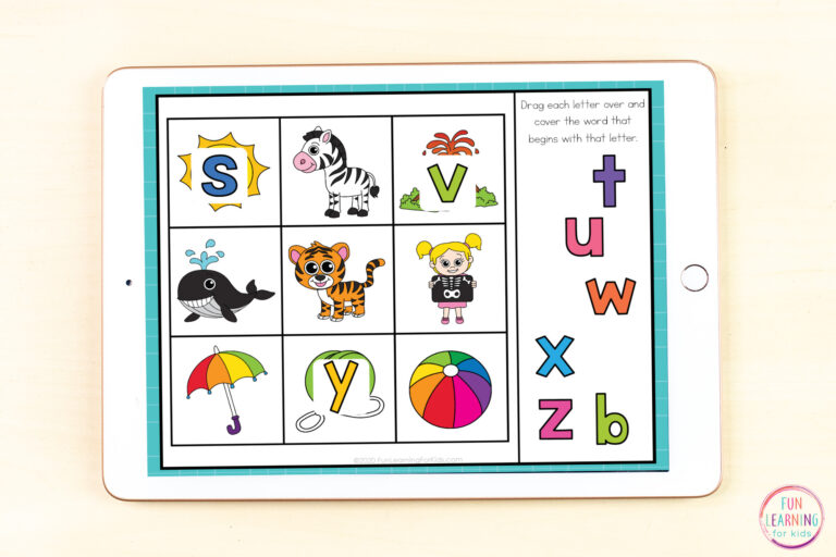 Beginning Sounds Letter Matching Activity for Slides, Seesaw and Boom