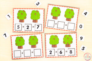 Apple Tree Addition to 10 Cards Free Printable