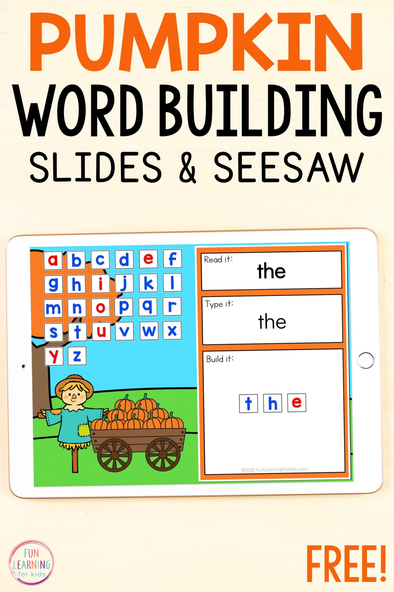 Digital and Editable Pumpkin Sight Word Building Mats