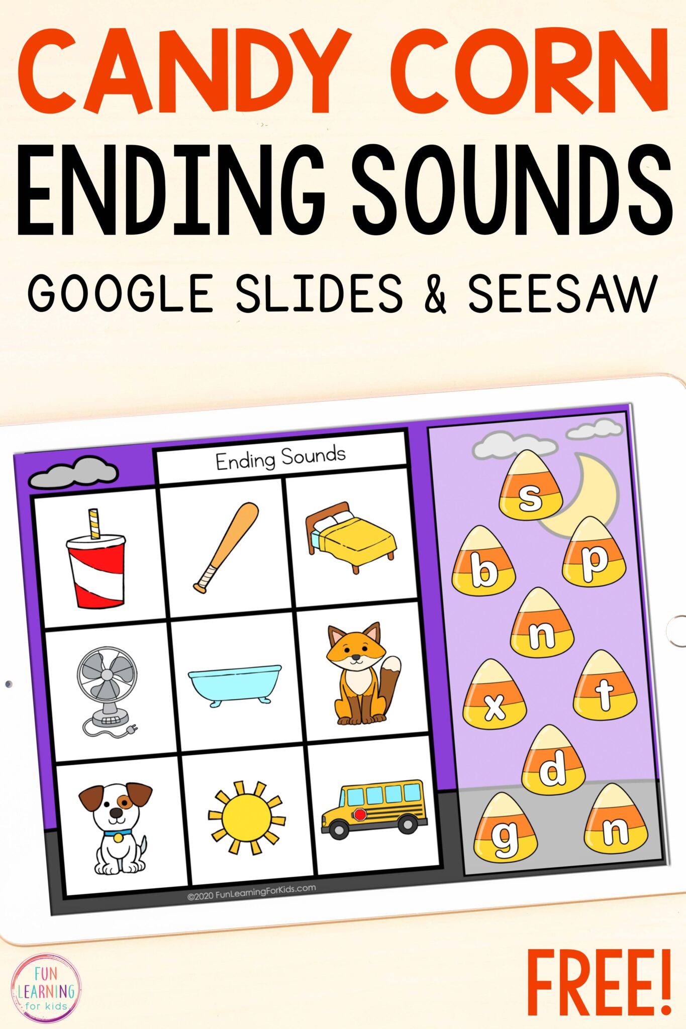 Digital Candy Corn Letter Sound Matching Literacy Activity