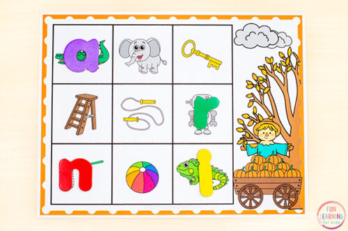 Pumpkin Theme Beginning Sounds Printable Mats