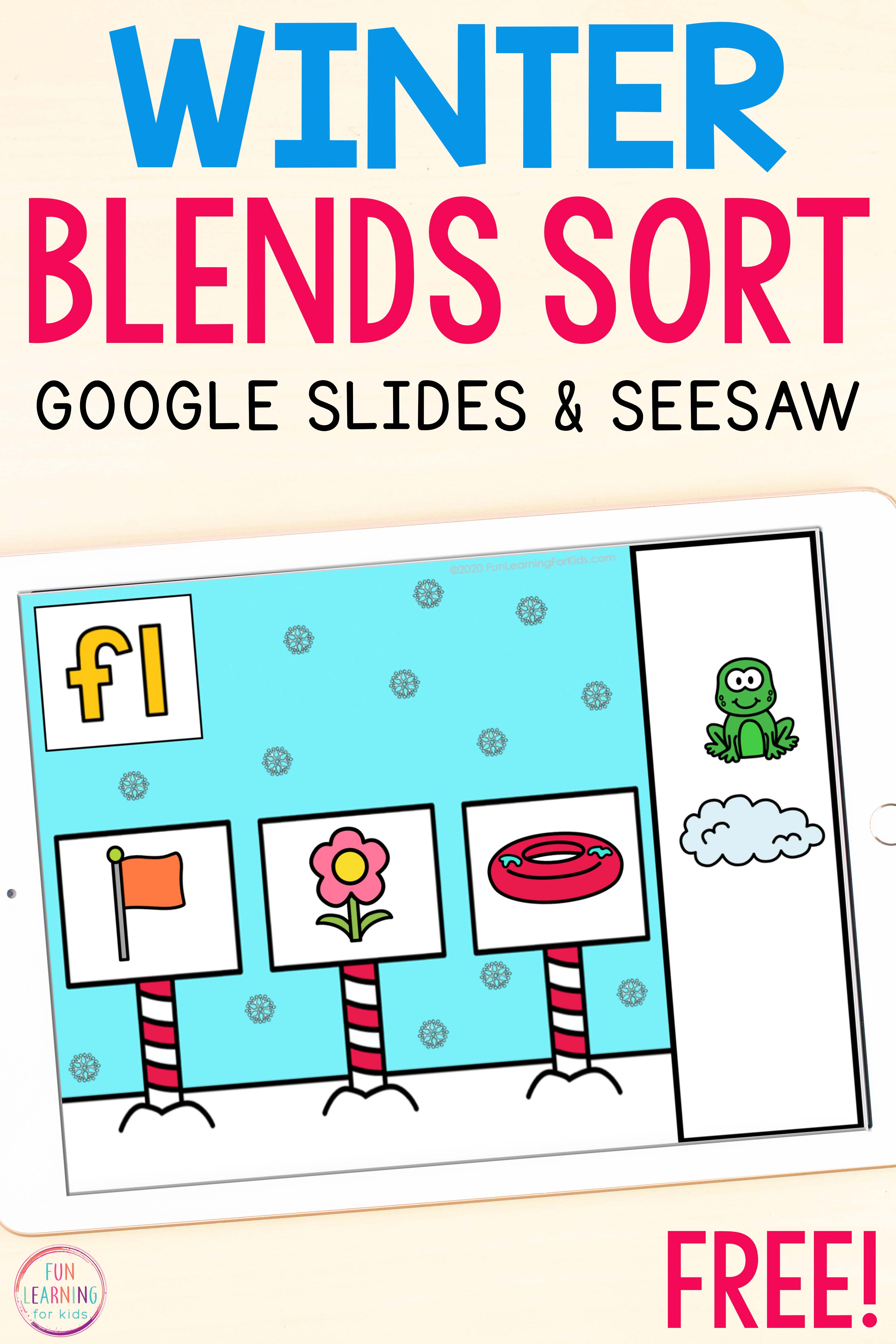 Digital North Pole Blends Sort Activity for Slides and Seesaw