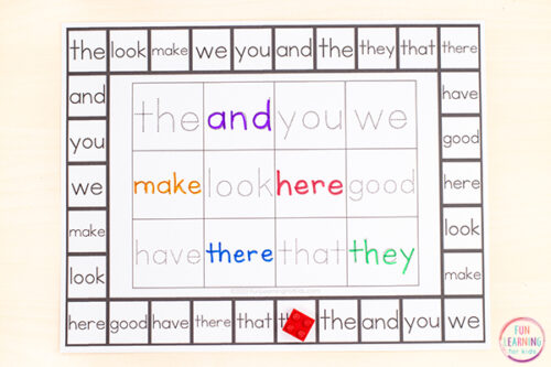 Editable Race and Trace Board Game for Word Work