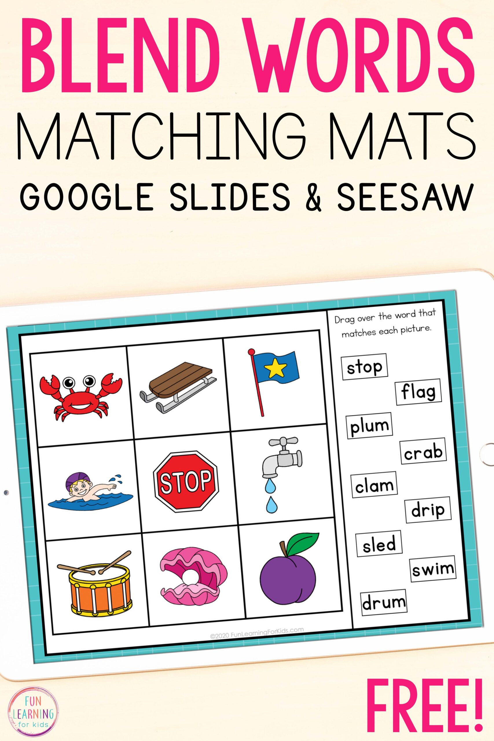 Digital Blend Words Matching Mats For Kindergarten