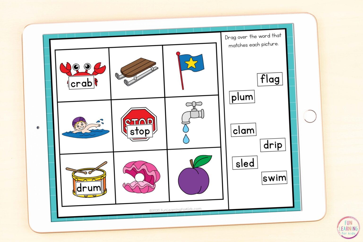 Digital Blend Words Matching Mats for Kindergarten