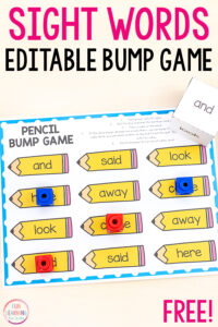Editable Pencil Bump Game for Word Work Printable
