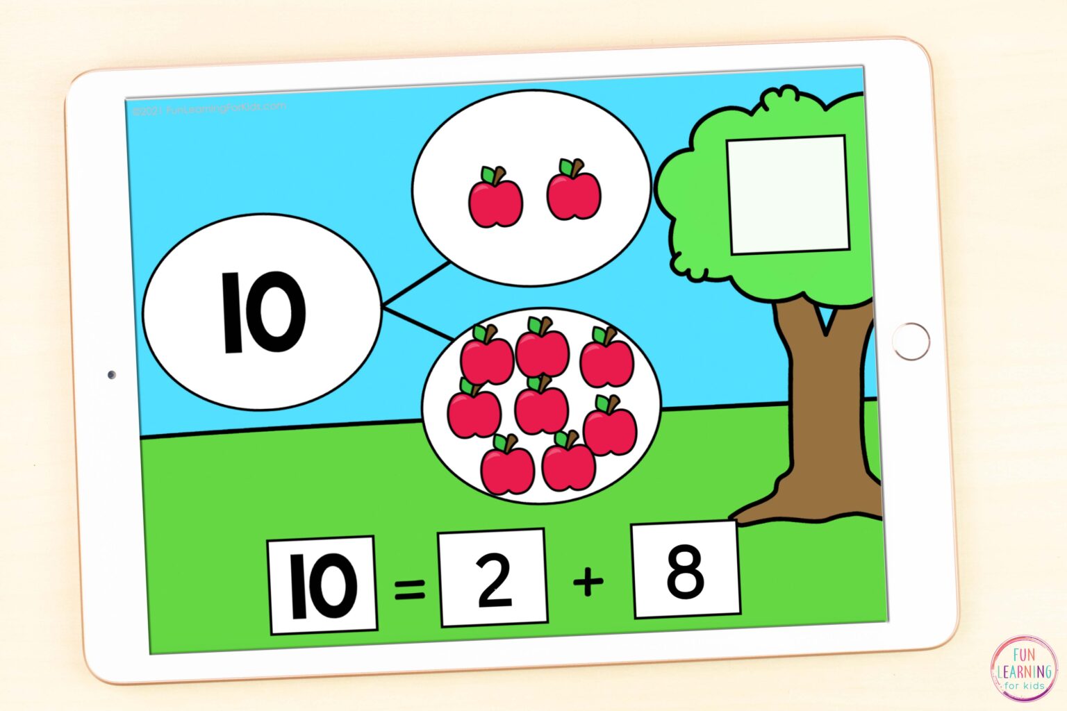 Digital Apple Tree Making 10 Activity for Kindergarten