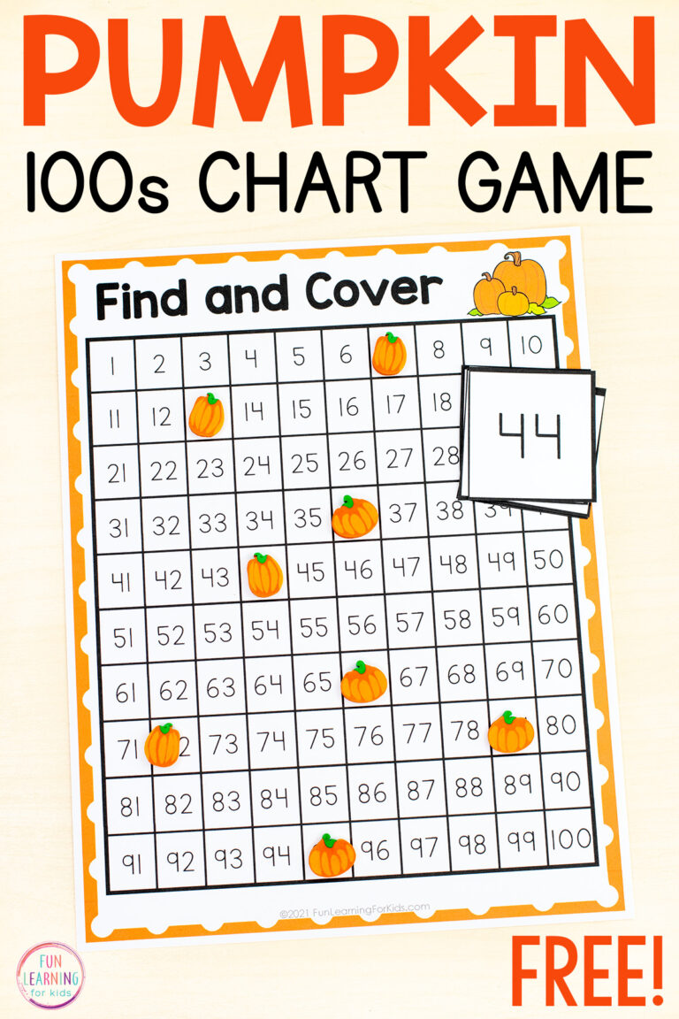 Pumpkin 100 & 120 Chart Printable Find and Cover Number Mats