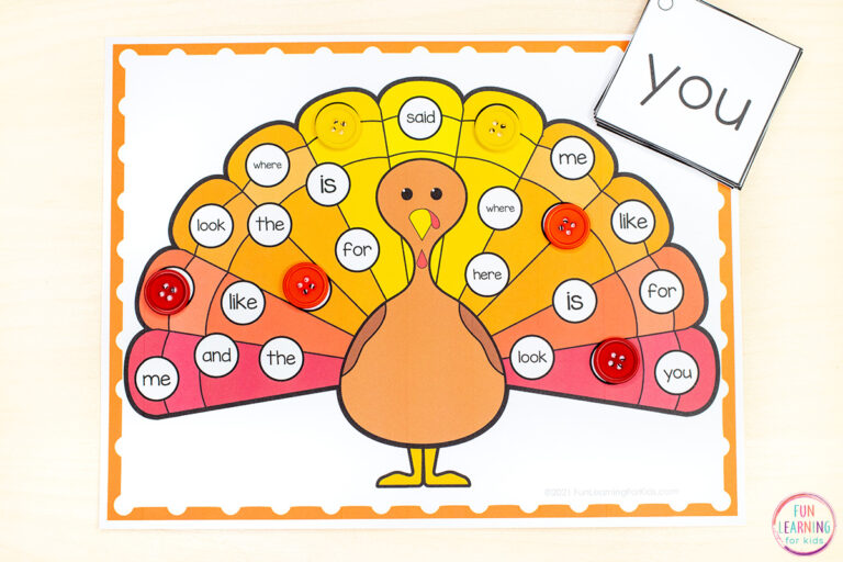 Turkey Find and Cover the Word Free Printable Mats