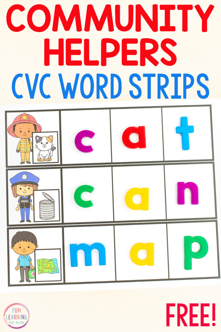 Community Helpers Printable CVC Word Building Strips