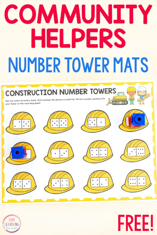 Construction Number Towers Free Printable Math Activity