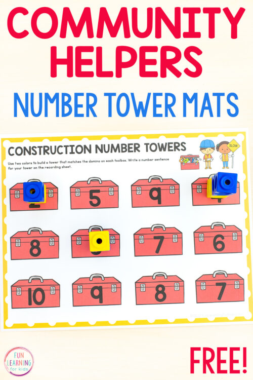 Construction Number Towers Free Printable Math Activity