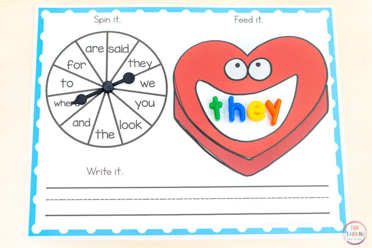 Editable Valentine's Day Spin and Build Word Work Mats