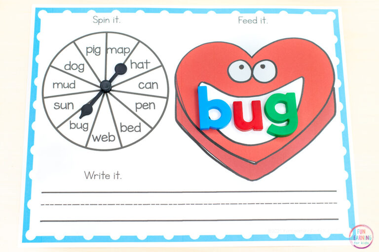 Editable Valentine's Day Spin and Build Word Work Mats