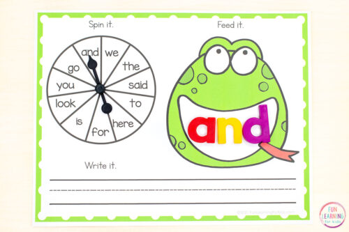 Editable Frog Spin and Build Mats Word Work Printable