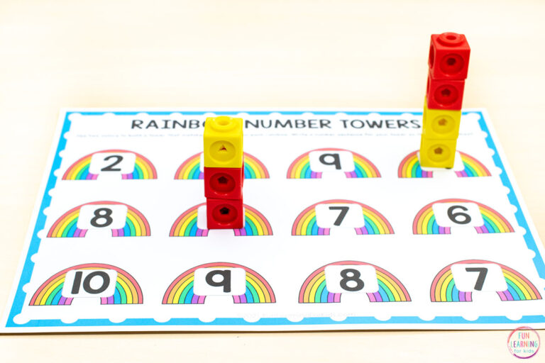 Rainbow Number Towers Free Printable Math Activity