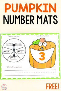 Pumpkin Numbers Spin & Build Mats Free Printable