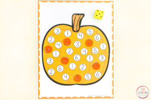 Pumpkin Roll and Cover Number Mats Free Printable
