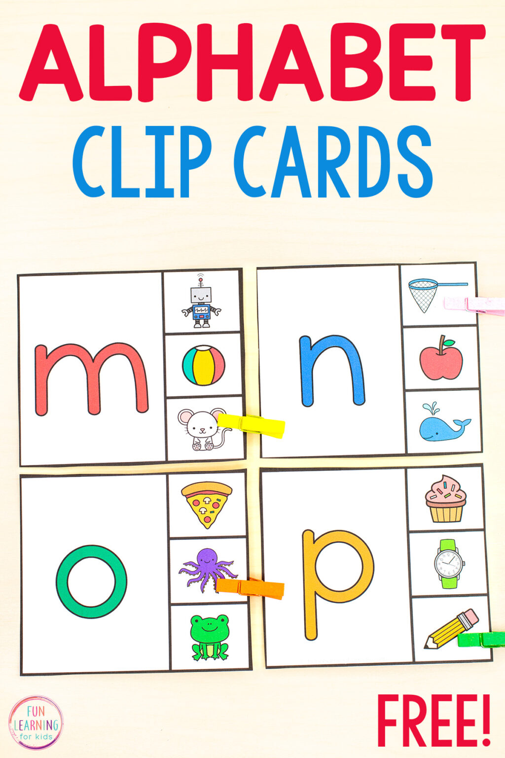 Beginning Sounds Matching Clip Cards Free Printable