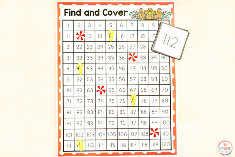 Gingerbread 100 and 120 Chart Find and Cover the Number Game