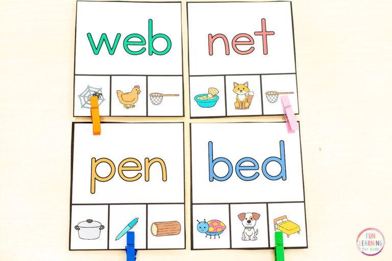 CVC Words Clip Cards Free Printable