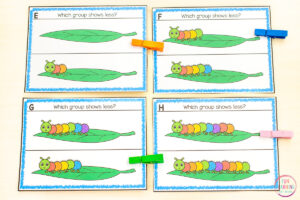 Caterpillar Comparing Sets Clip Cards Free Printable