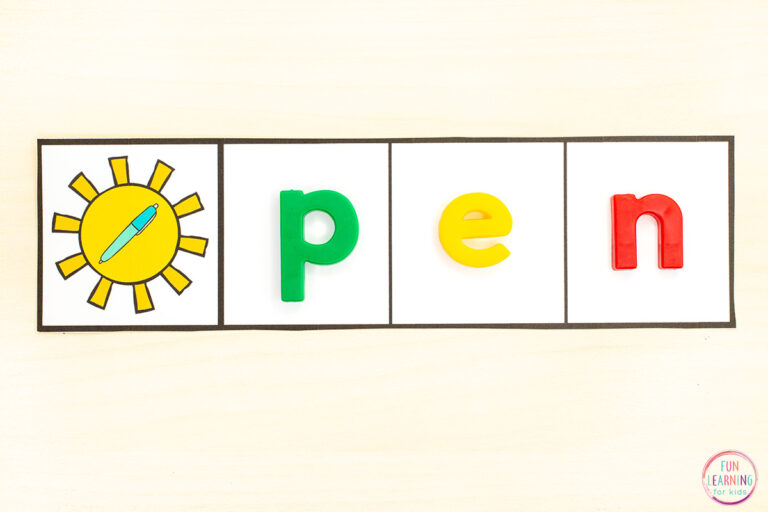 Sun CVC Word Building Strips Free Printable