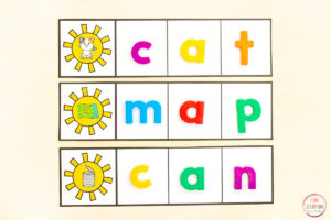 Sun CVC Word Building Strips Free Printable