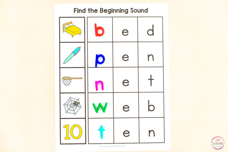 Missing Beginning Sound CVC Word Mats Free Printable