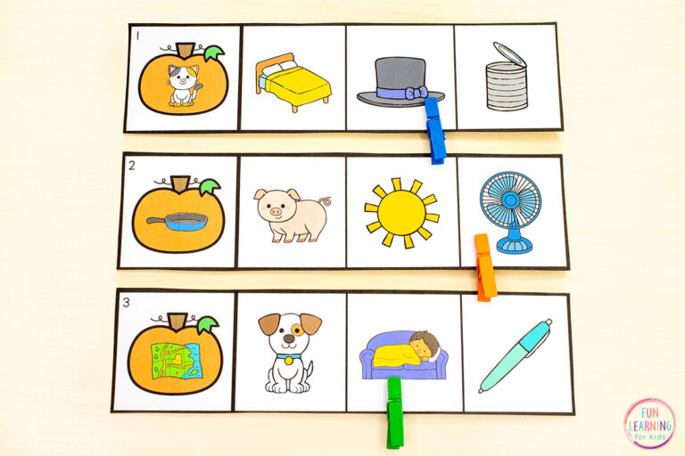 Fun Fall Pumpkin Rhyming Clip Strips