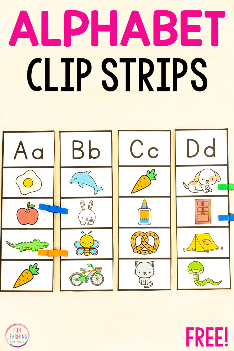 Super Fun Alphabet Beginning Sounds Clip Strips for Kids
